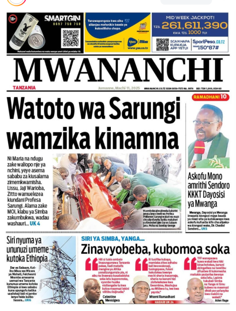 HAYA HAPA MAGAZETI YA LEO JUMANNE MACHI 11,2025 - New Times Tanzania